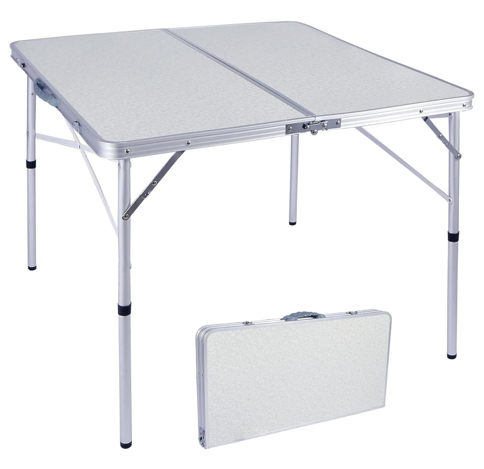 Small Square Folding Table 3 Feet Adjustable Height, Lightweight and ...