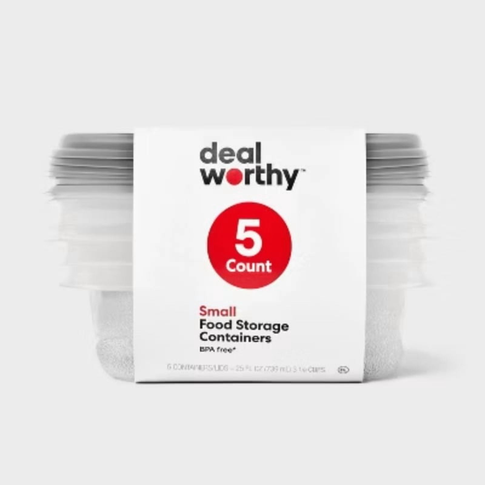 Small Square Food Storage Containers - 25 fl oz/5ct - Walmart.com