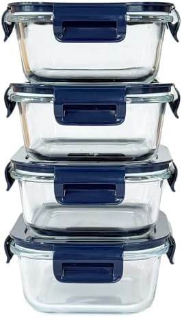 Small Square Glass Food Storage Containers With Lids，2 Cup Square Glass ...