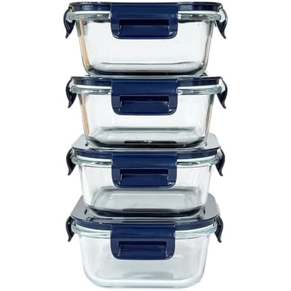 Small Square Glass Food Storage Containers With Lids，2 Cup Square Glass ...