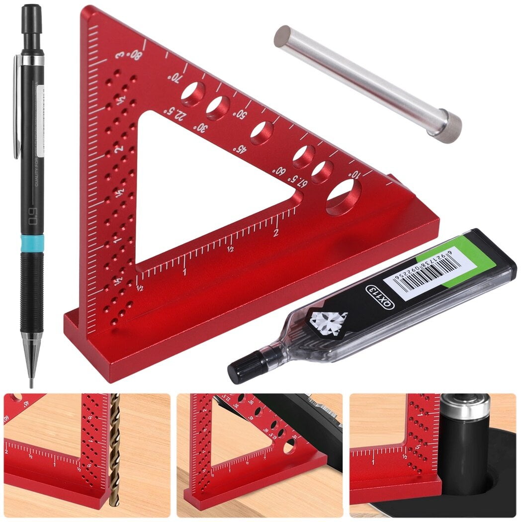 Small Square Ruler Kit, Small Square Tool with Fixed Angle Pin and 0.04 ...
