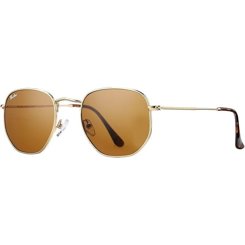 Small Square Sunglasses for Women Men 100% Real Glass Lens Hexagonal ...
