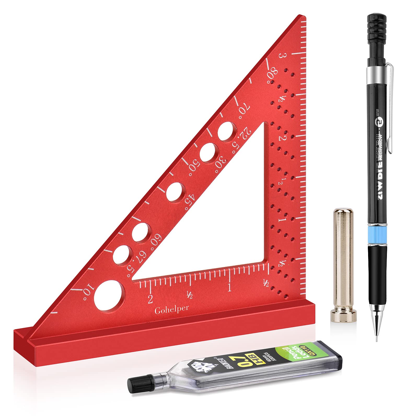 Small Square Tool with 0.7mm Mechanical Pencil Fixed Miter Angle Pin 90 ...