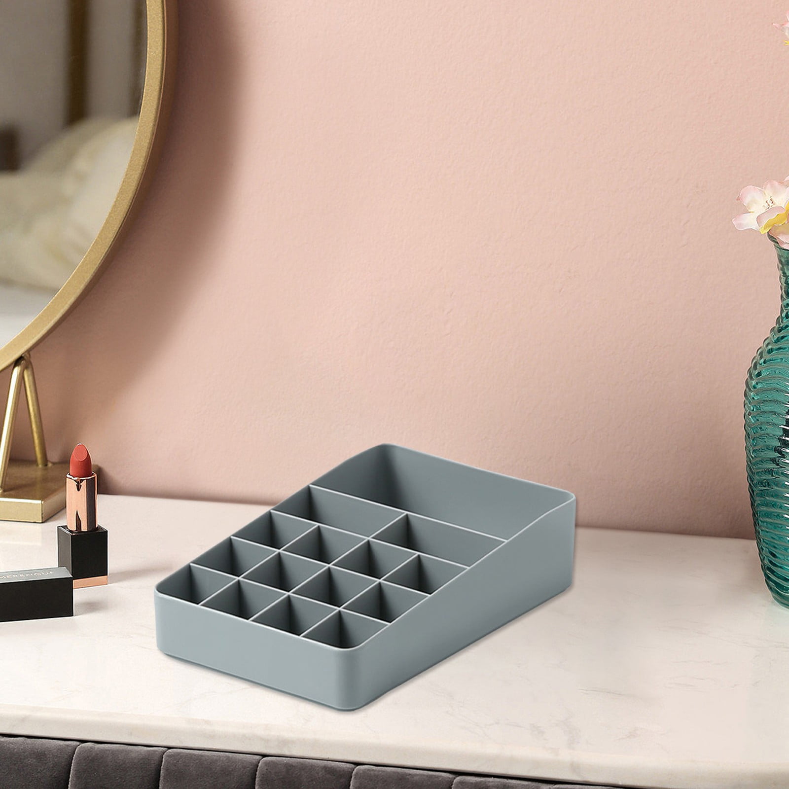 Small Squares Lipstick Organizer, Multi Compartment Jewellery Holder ...