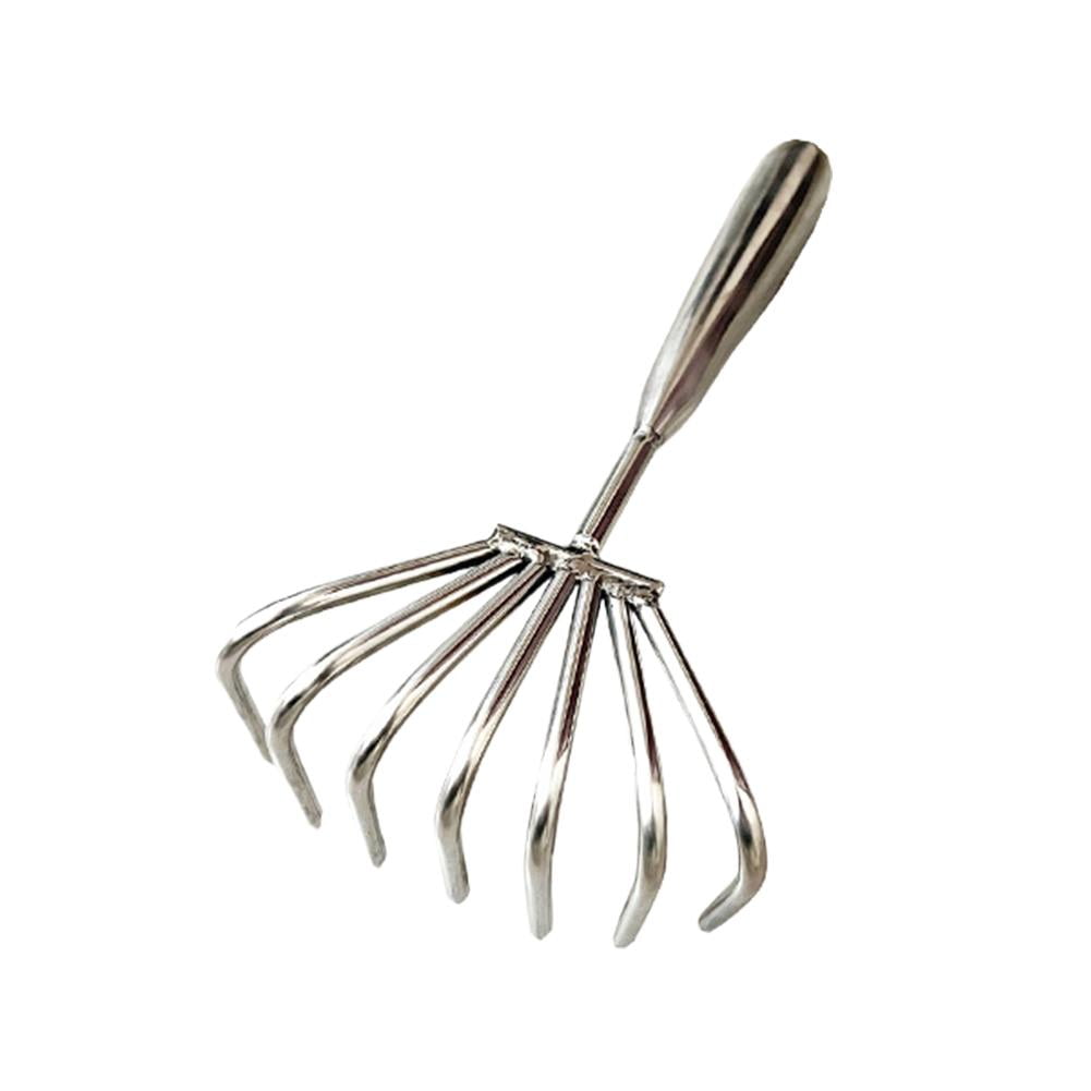 Small Stainless Steel Garden Rake Heavy Duty, Hand Rake Soil Tiller ...