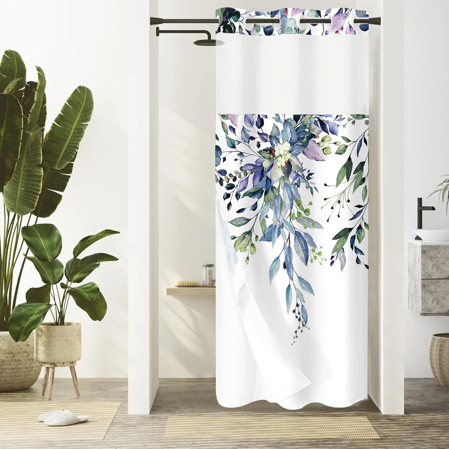 Small Stall No Hook Shower Curtain with Snap-in Fabric Liner Set - 36 ...