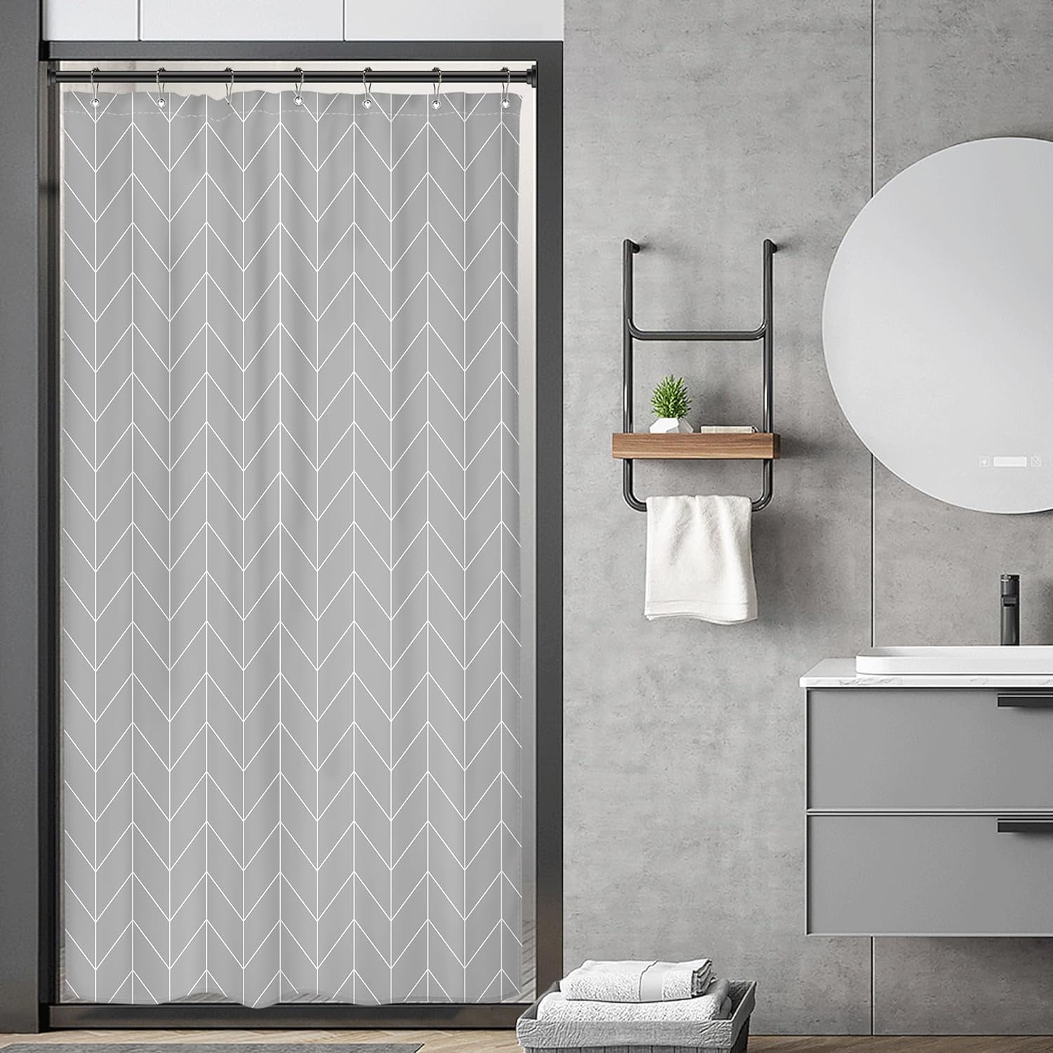 Small Stall RV Gray Grey Shower Curtain Liner for Bathroom Narrow Dorm ...