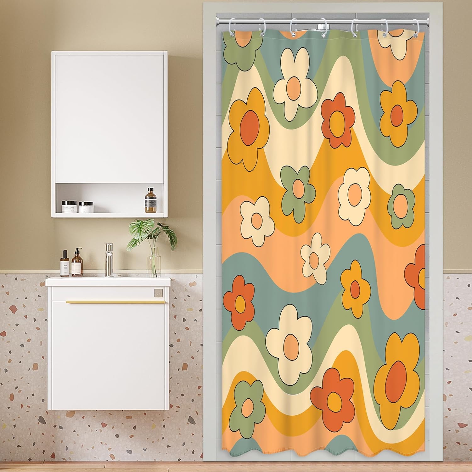 Small Stall Rv Half 70s Cute Retro Flower Aesthetic Daisy Shower ...
