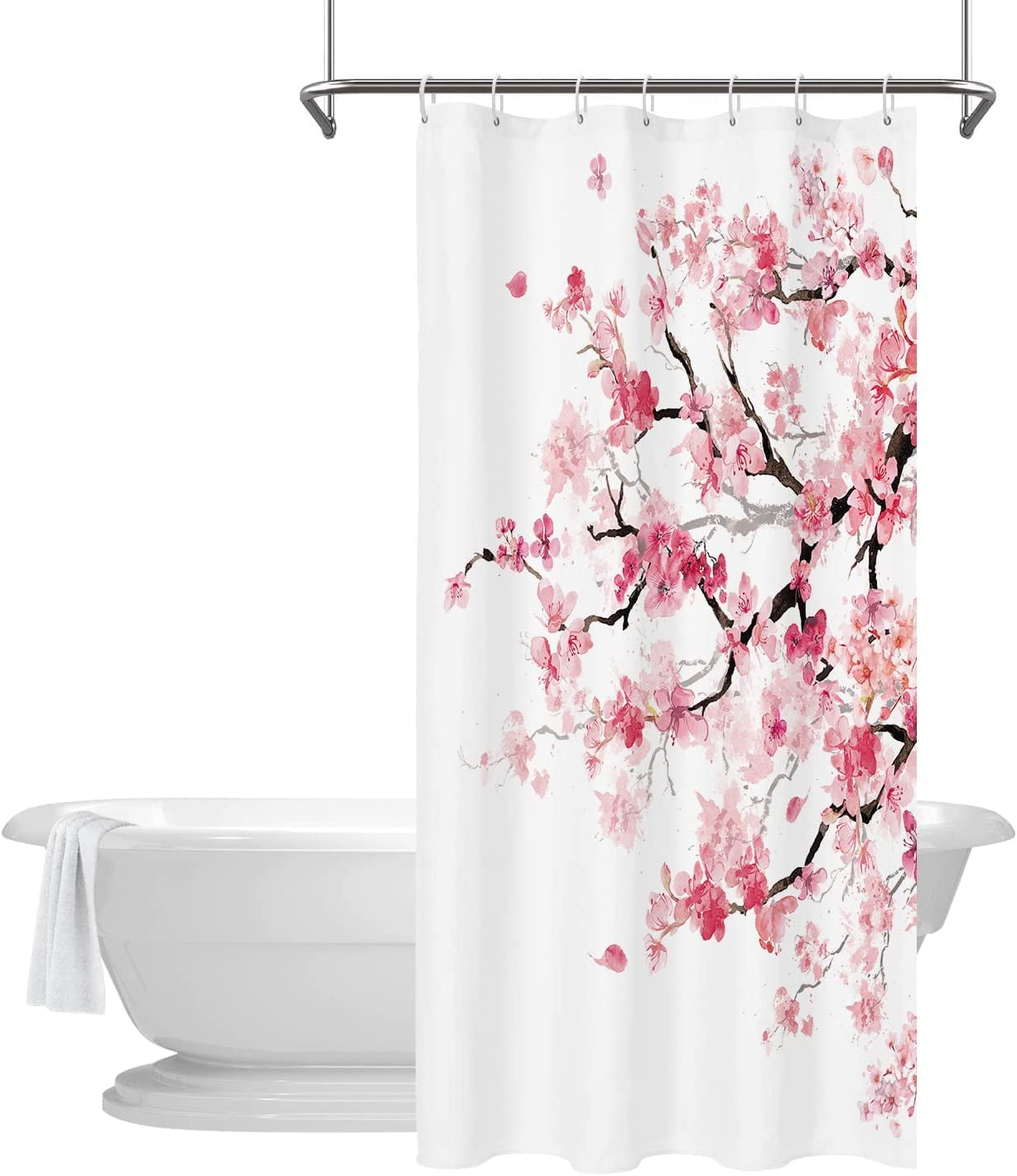 Small Stall Shower Curtain 36"W x 72"L Half Narrow 36 Inch Pink Cherry ...