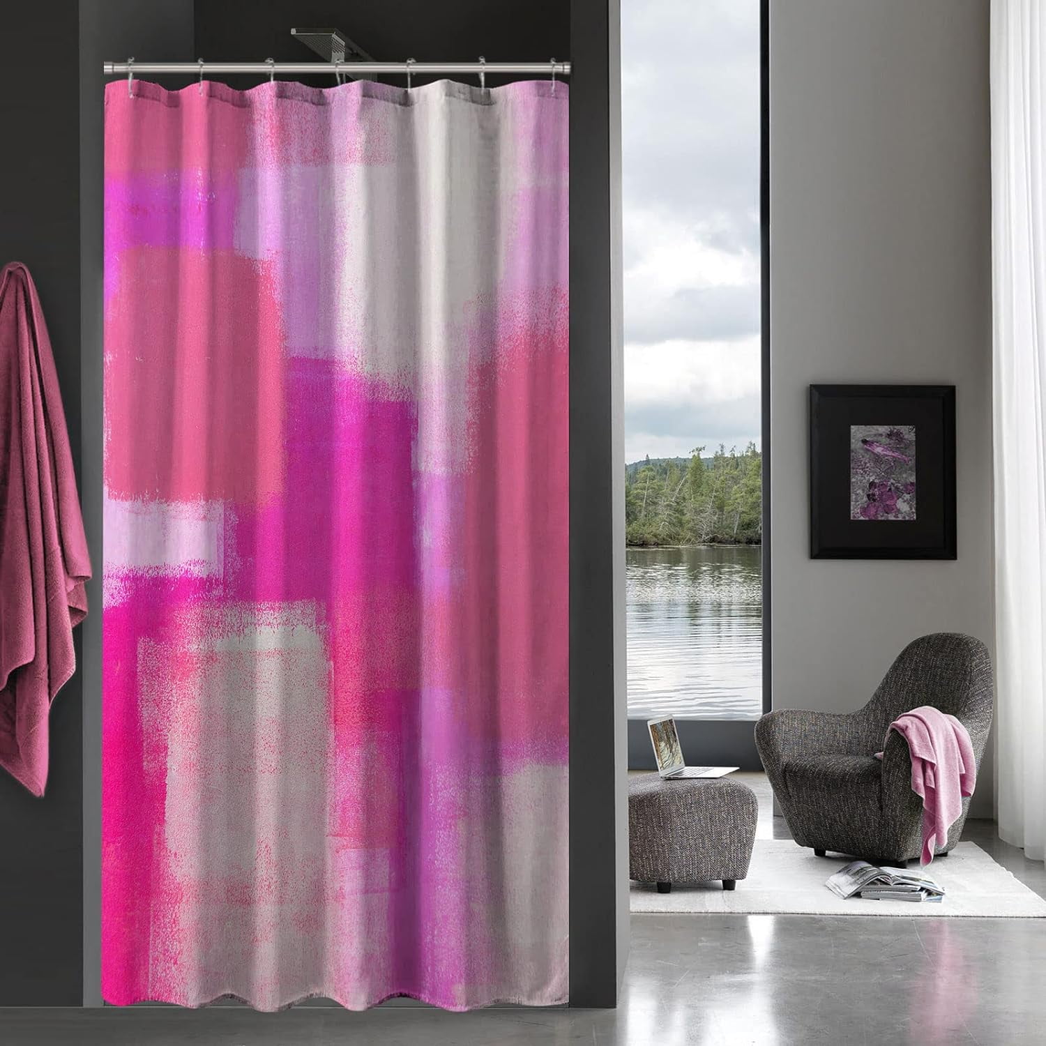 Small Stall Shower Curtain 36 x 72, Pink Half Size Shower Curtain ...