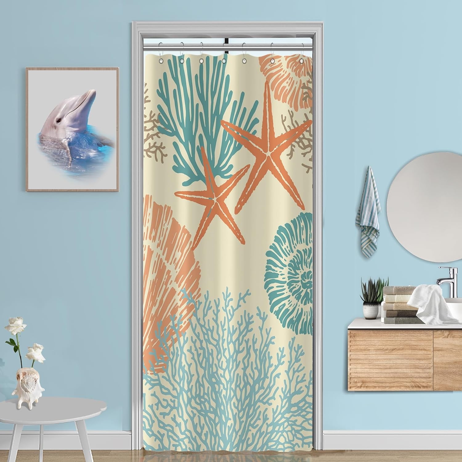 Small Stall Shower Curtain 36x72 Half Size - Nautical Coastal ...