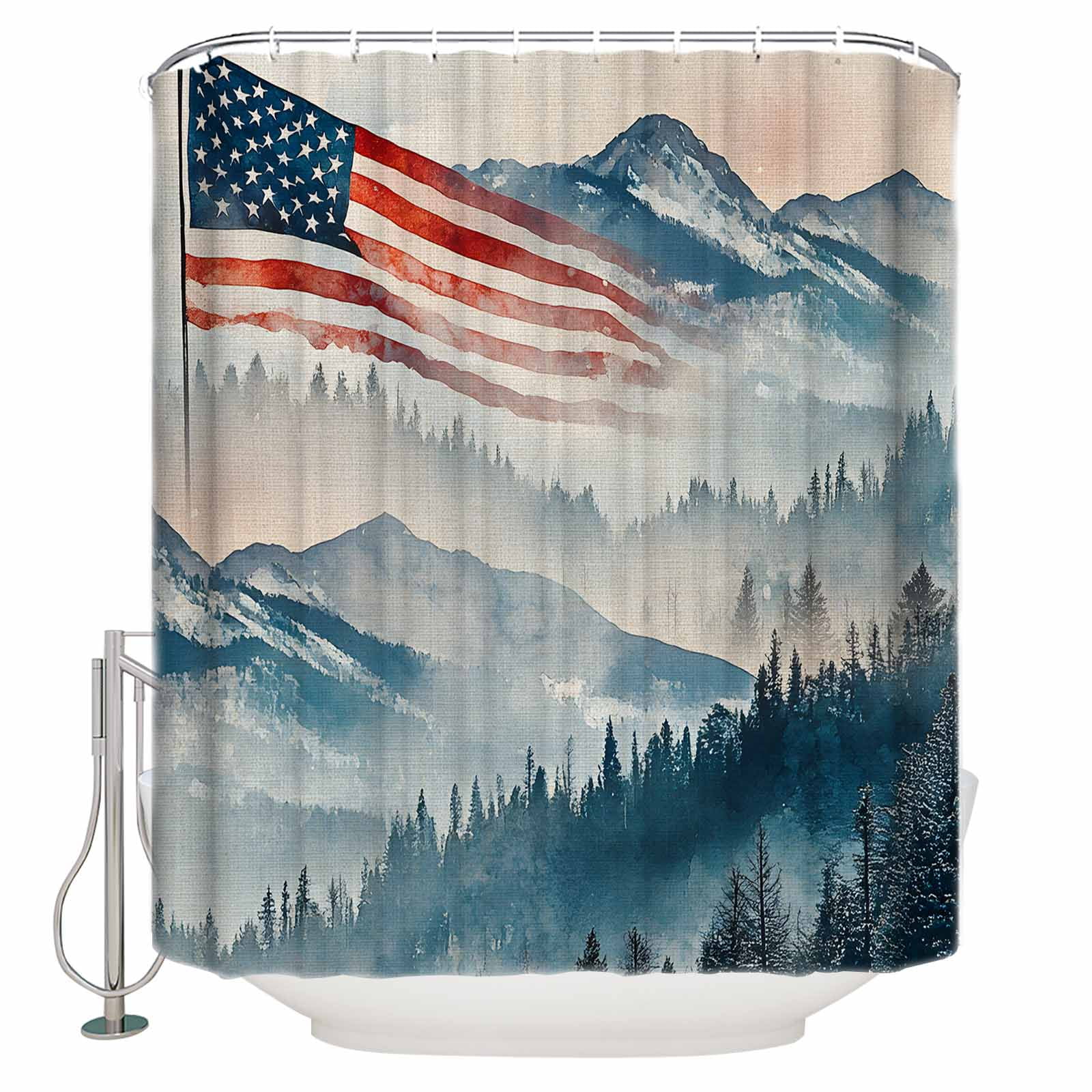 Small Stall Shower Curtain 36x72 Inch Narrow Half Size American Flag ...
