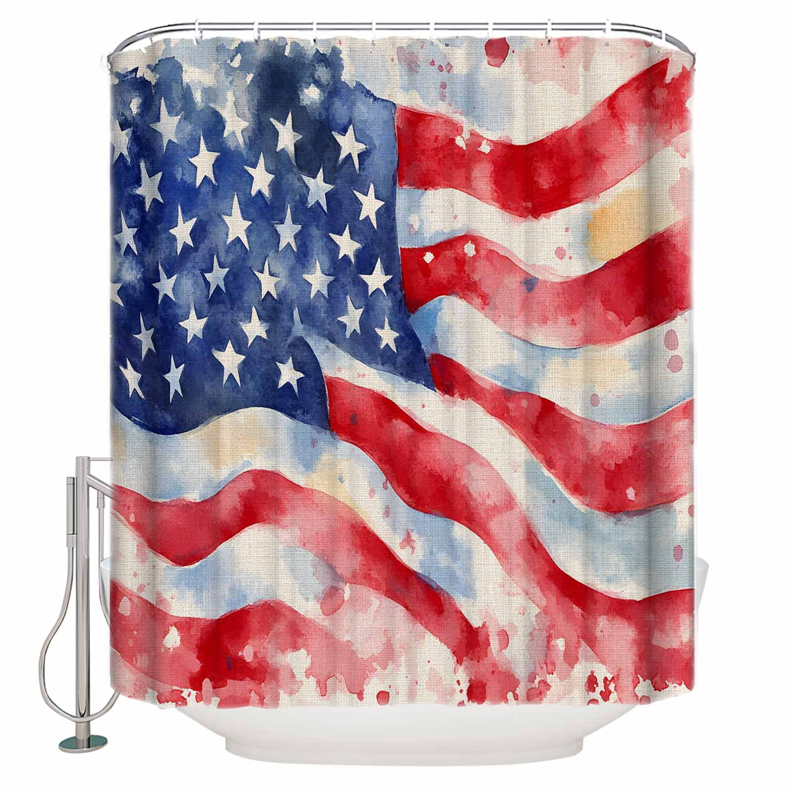 Small Stall Shower Curtain 36x72 Inch Narrow Half Size American Flag ...