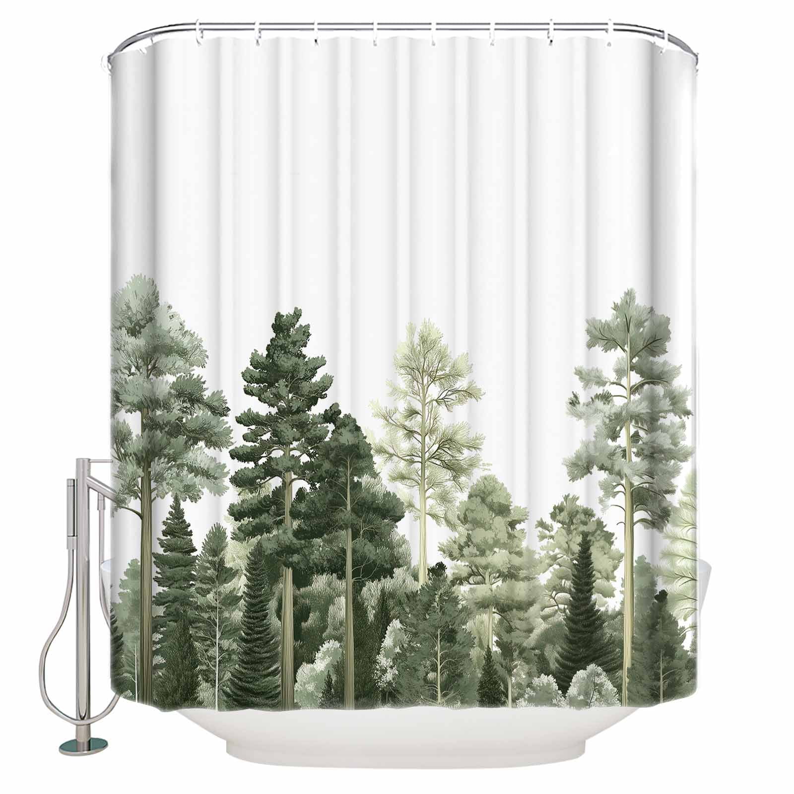 Small Stall Shower Curtain 36x72 Inch Narrow Half Size Forests Tree ...