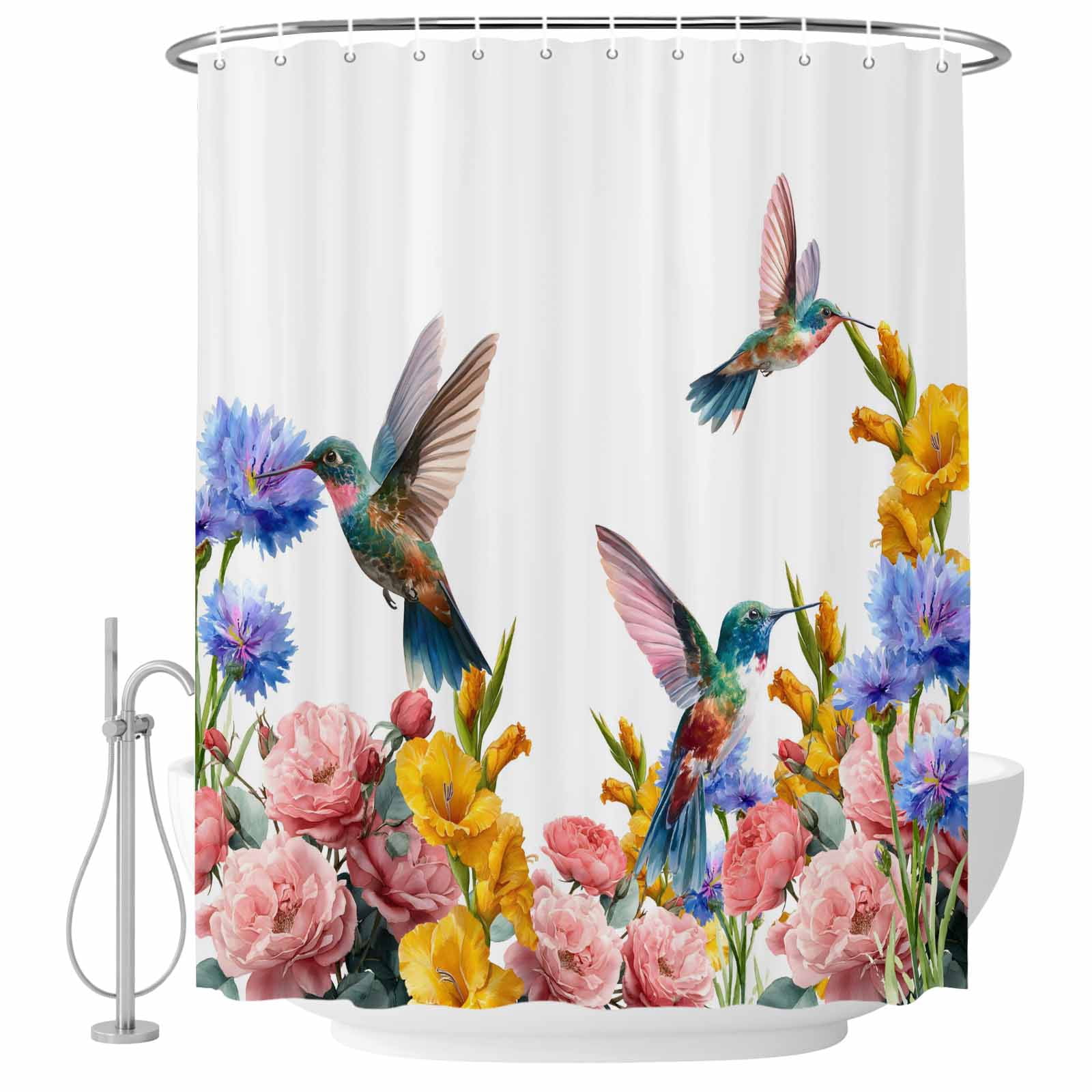 Small Stall Shower Curtain 36x72 Inch Narrow Half Size Hummingbirds ...