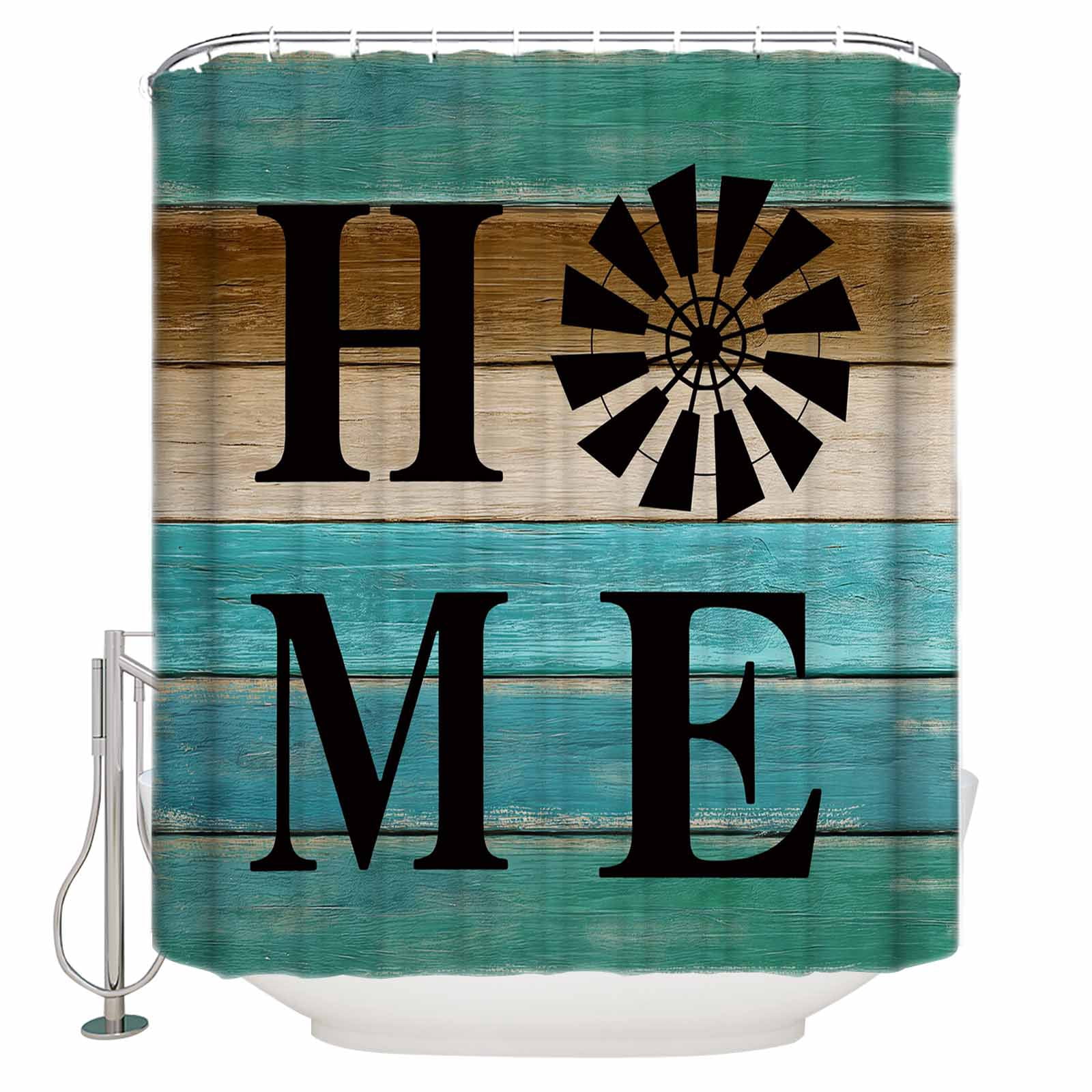 Small Stall Shower Curtain 36x72 Inch Narrow Half Size Teal Brown Home ...