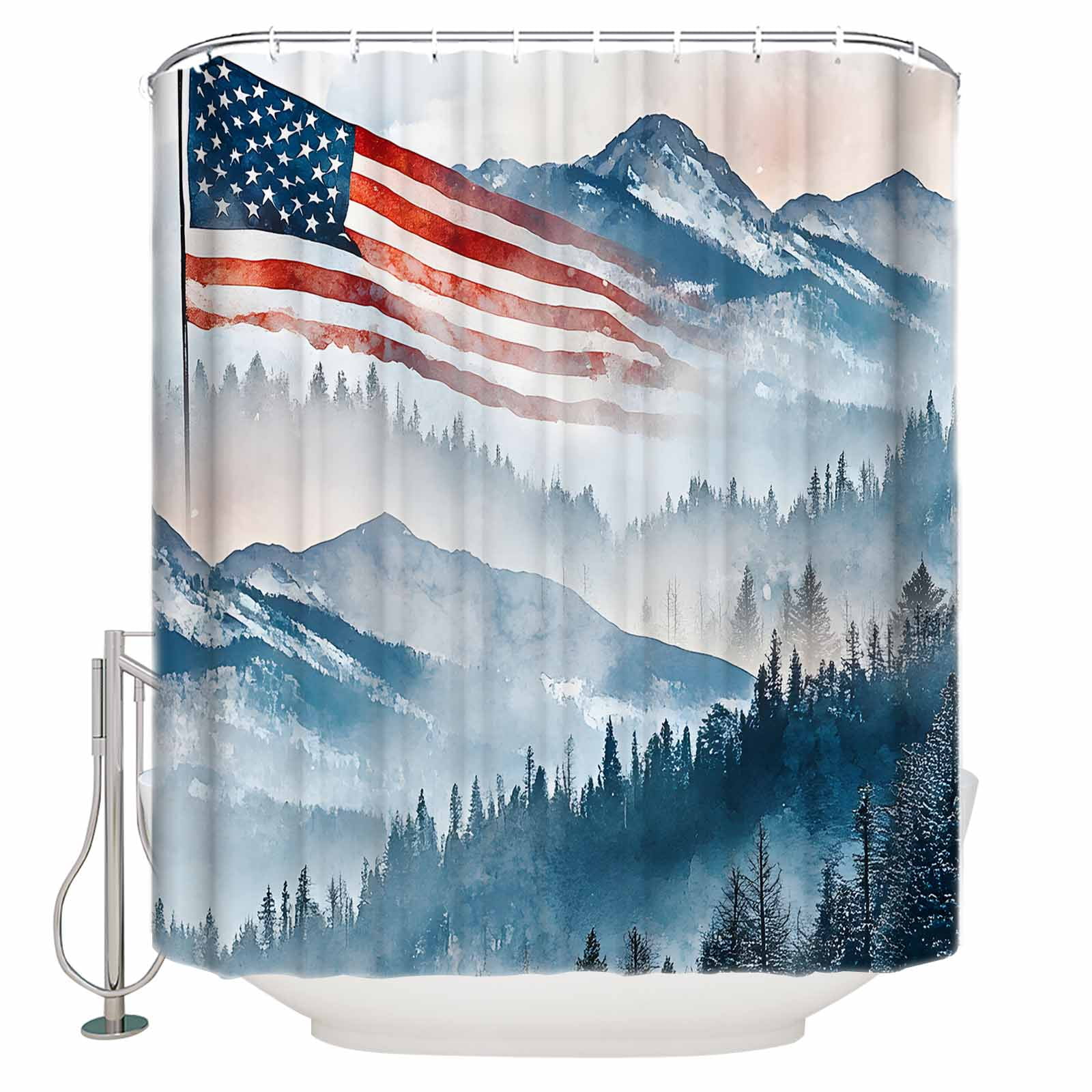 Small Stall Shower Curtain 36x78 Inch Narrow Half Size American Flag Bath Curtains Bathroom ...