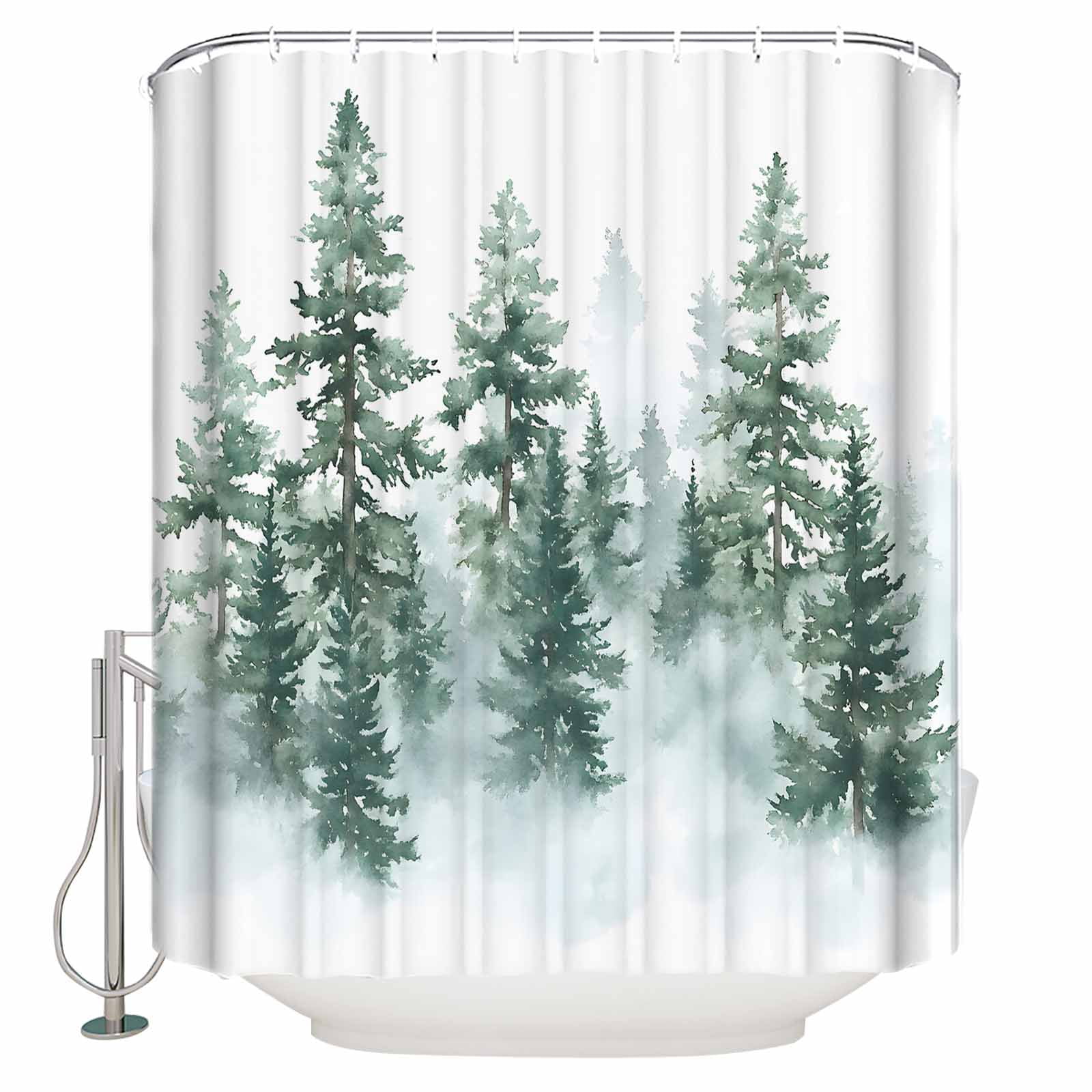 Small Stall Shower Curtain 36x78 Inch Narrow Half Size Forest Green ...