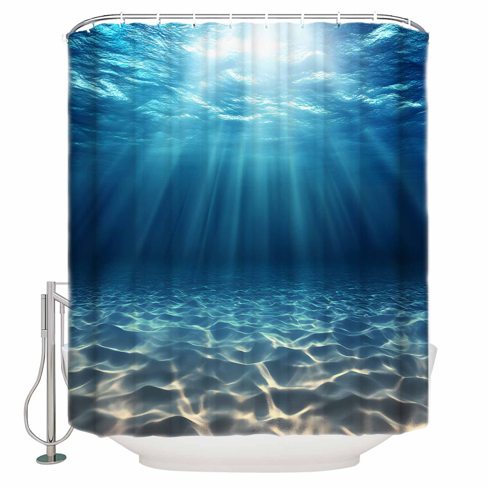 Small Stall Shower Curtain 36x78 Inch Narrow Half Size Ocean Blue Bath Curtains Bathroom Decor ...