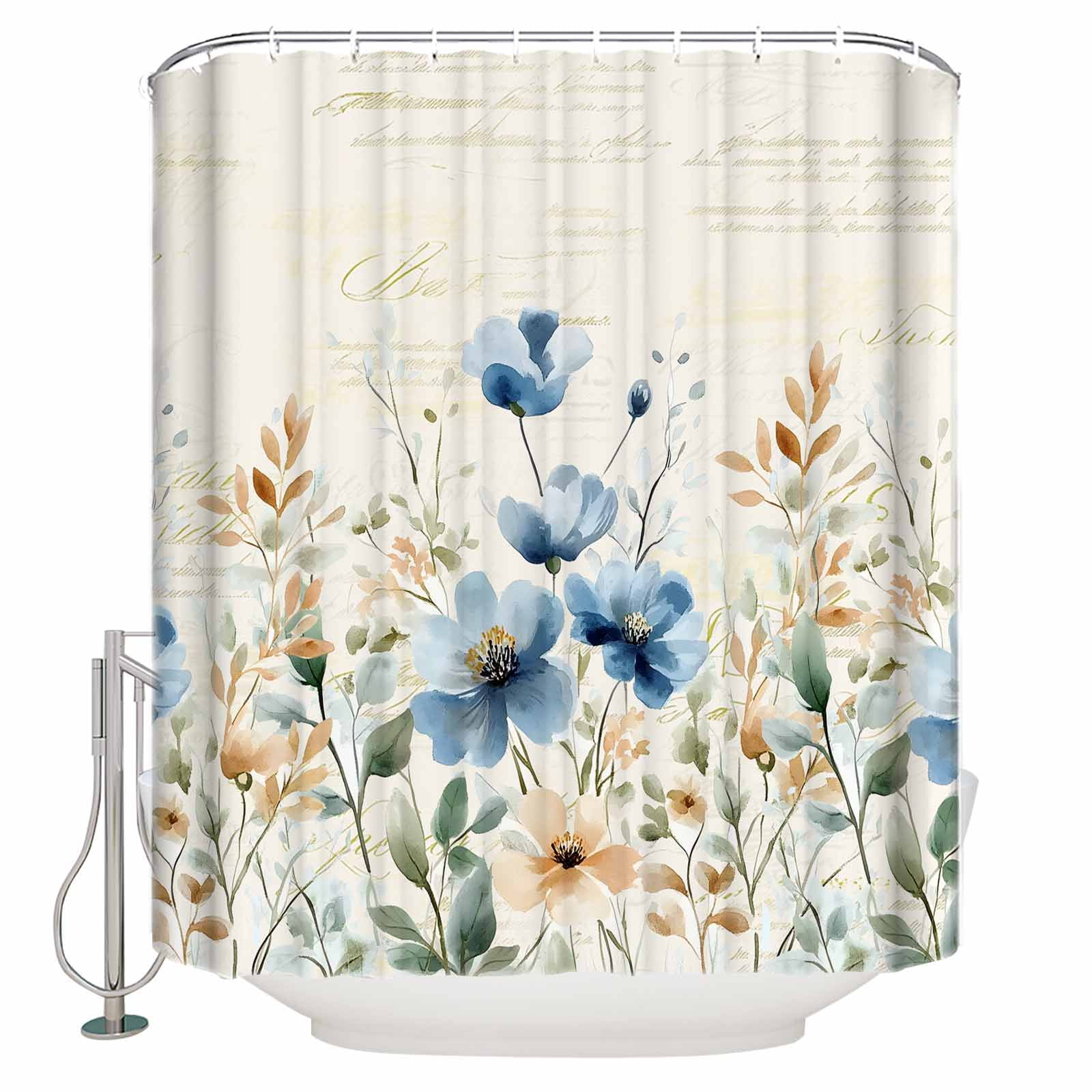 Small Stall Shower Curtain 36x78 Inch Narrow Half Size Spring Flowers ...