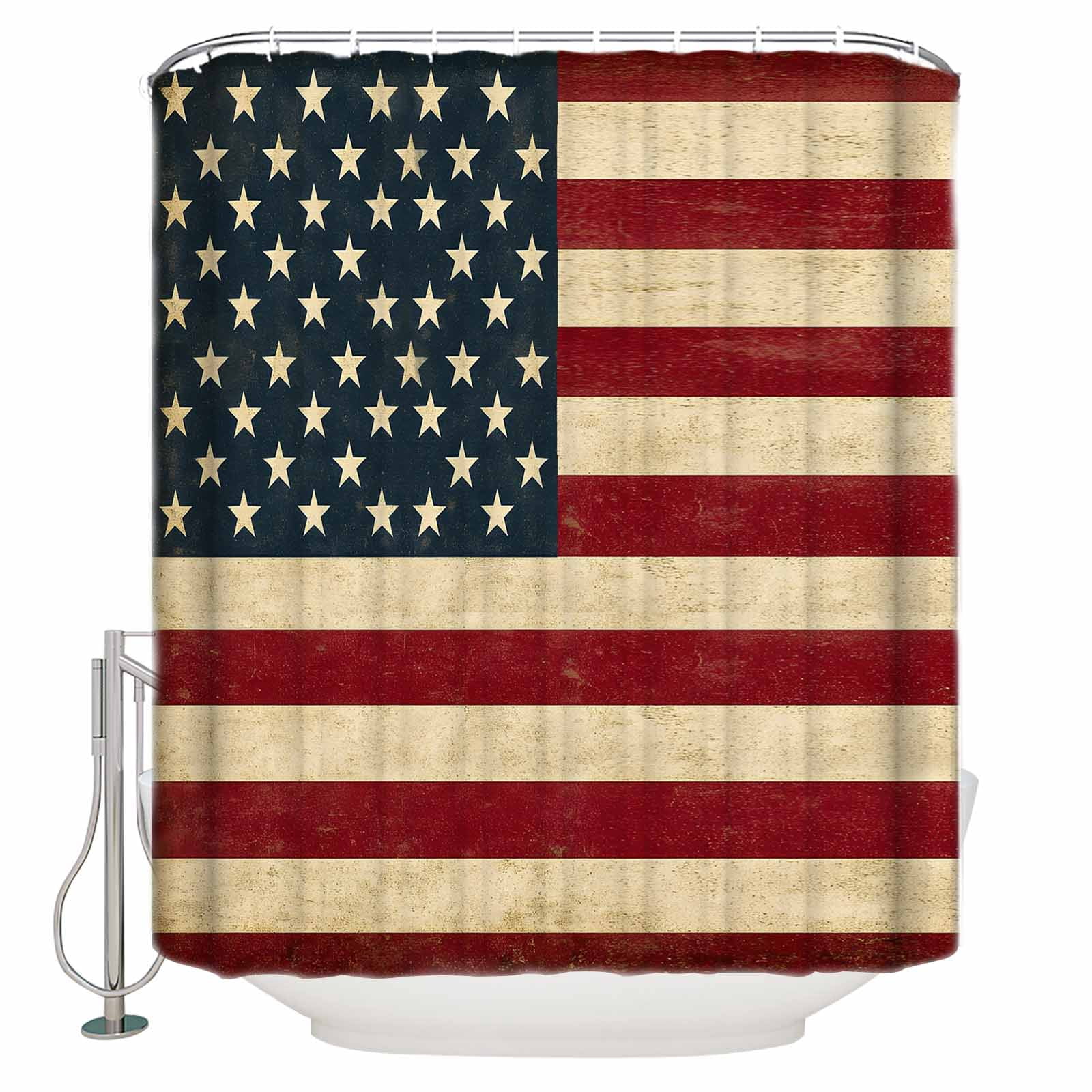 Small Stall Shower Curtain 48x72 Inch Narrow Half Size American Flag ...