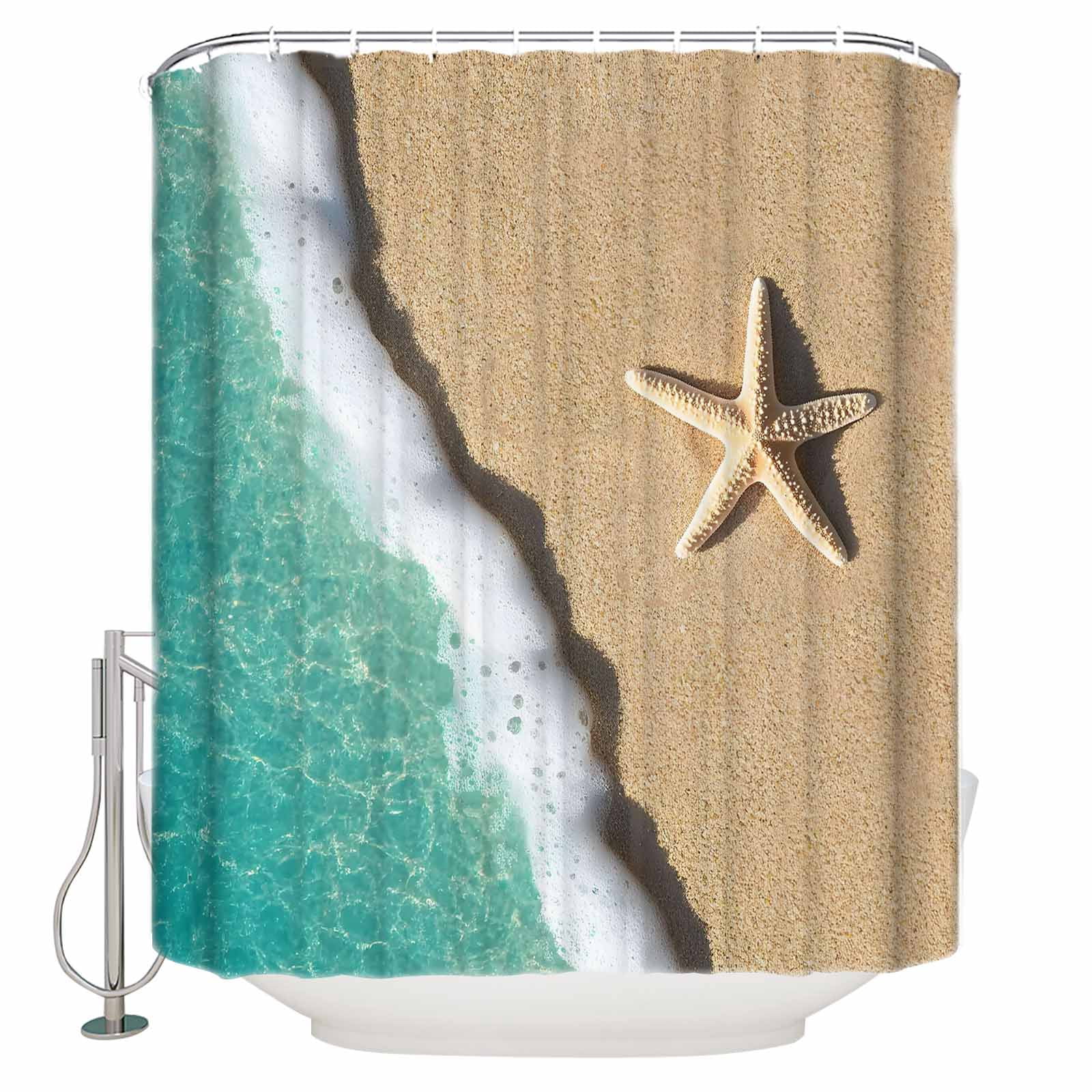 Small Stall Shower Curtain 48x72 Inch Narrow Half Size Beige Beach ...