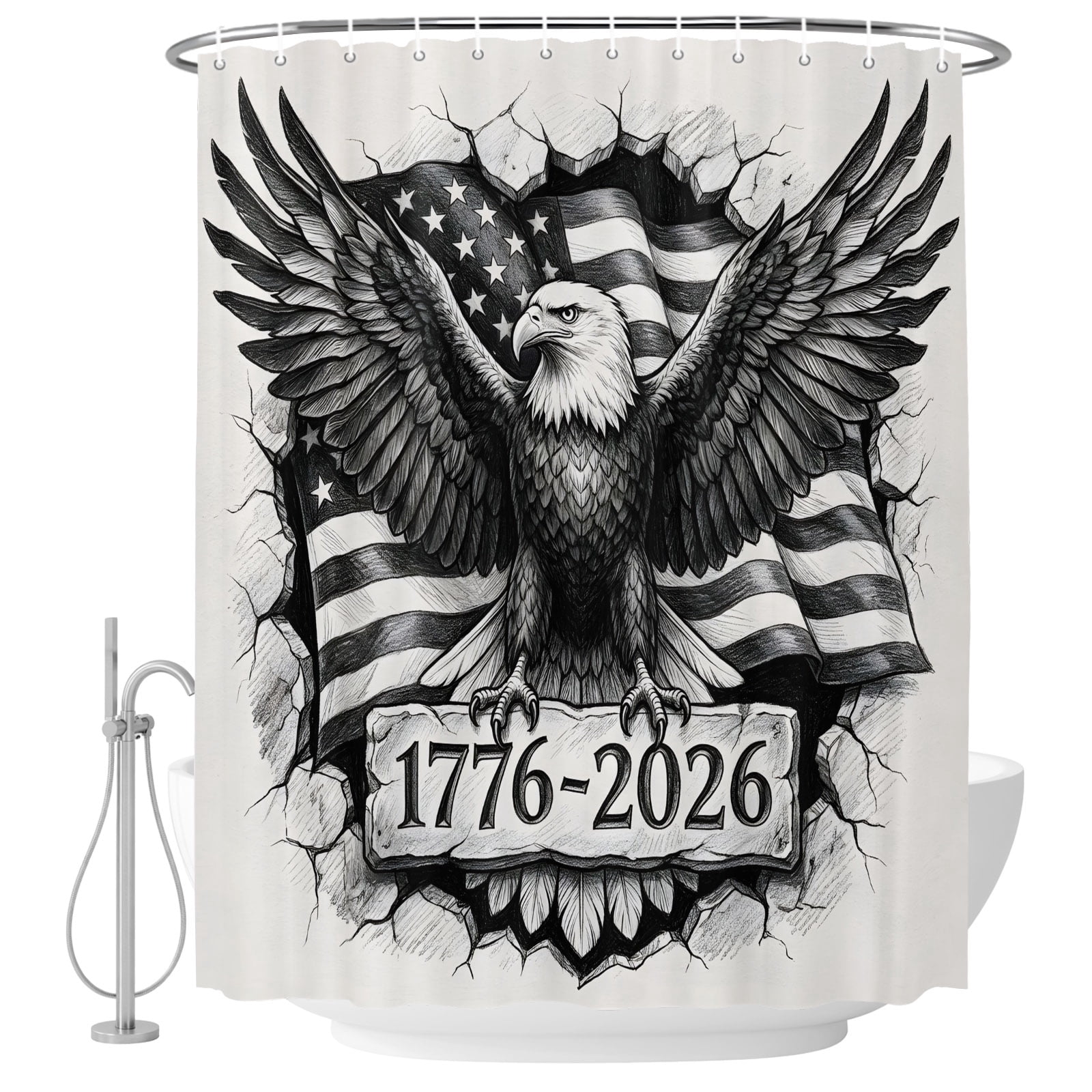 Small Stall Shower Curtain 48x72 Inch Narrow Half Size Independence Day ...