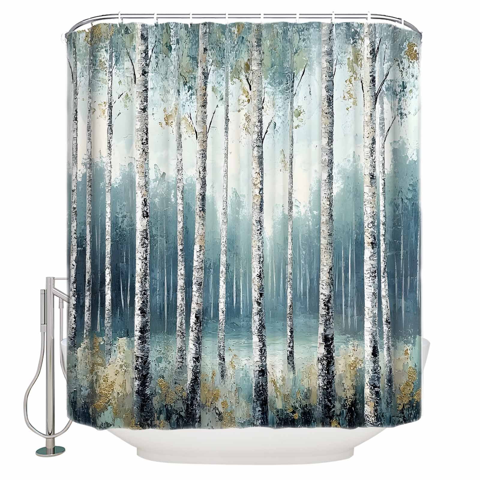 Small Stall Shower Curtain 48x72 Inch Narrow Half Size Modernism Tree ...