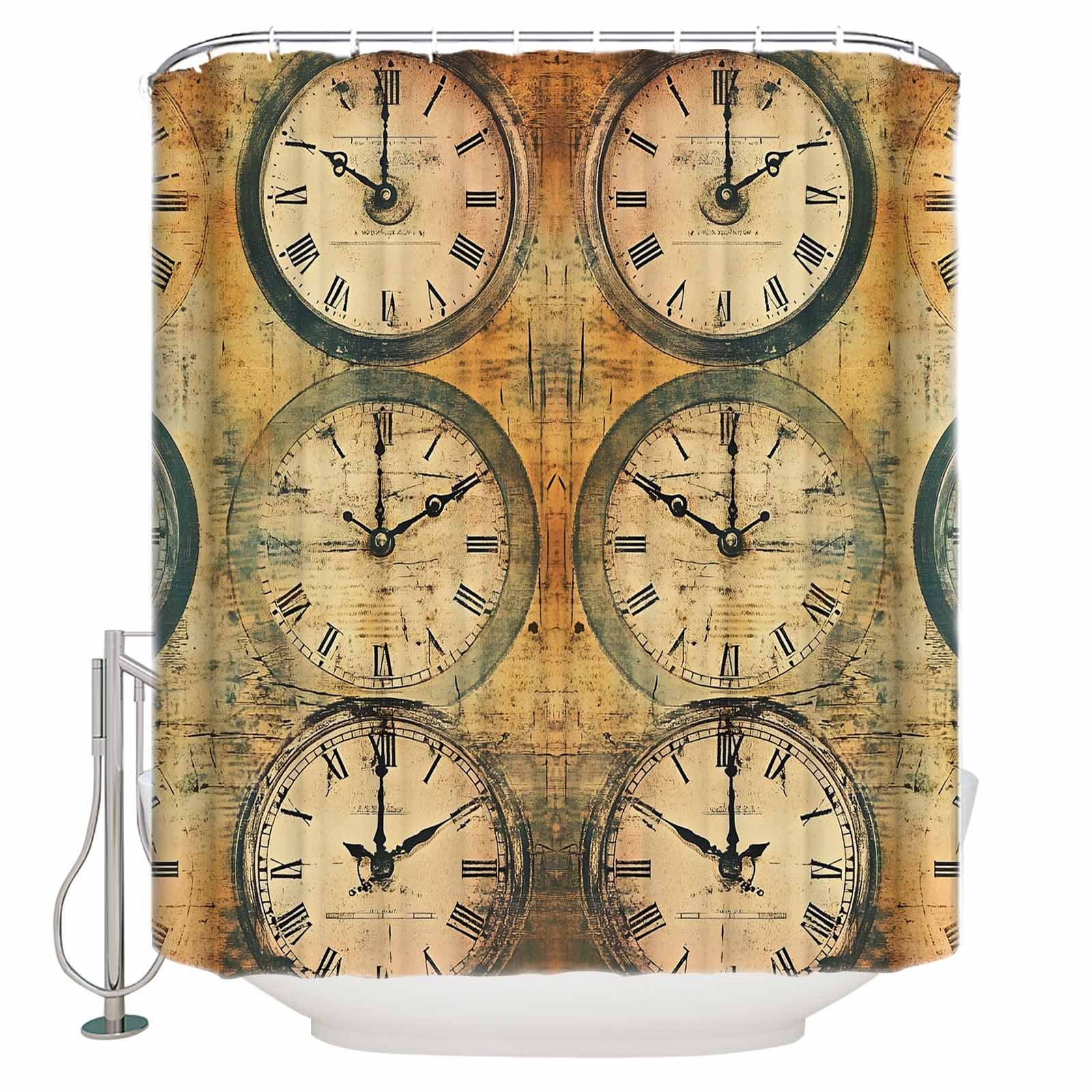 Small Stall Shower Curtain 48x72 Inch Narrow Half Size Retro Clock Bath ...
