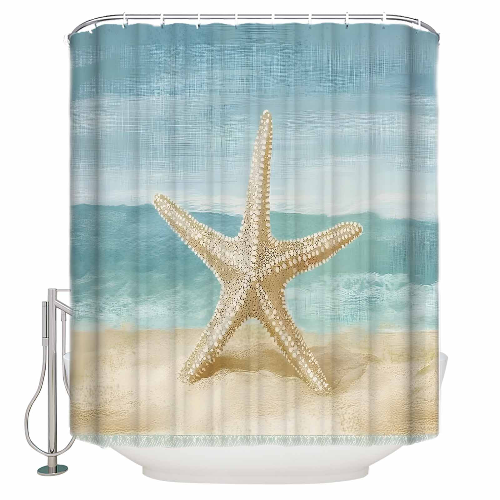 Small Stall Shower Curtain 48x72 Inch Narrow Half Size Vintage Coastal ...