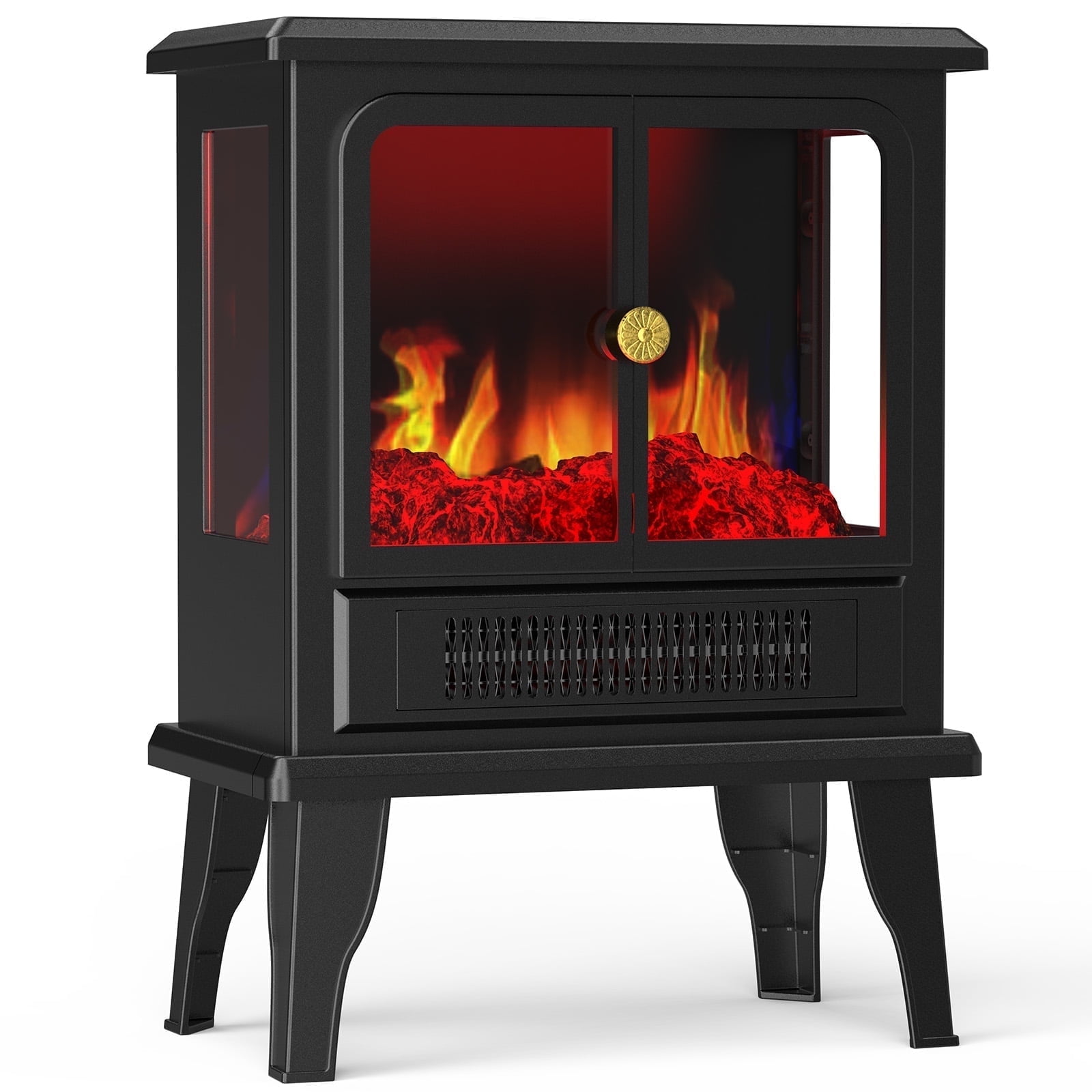 edx Compact Freestanding Electric Fireplace Features 3D flame effect ...
