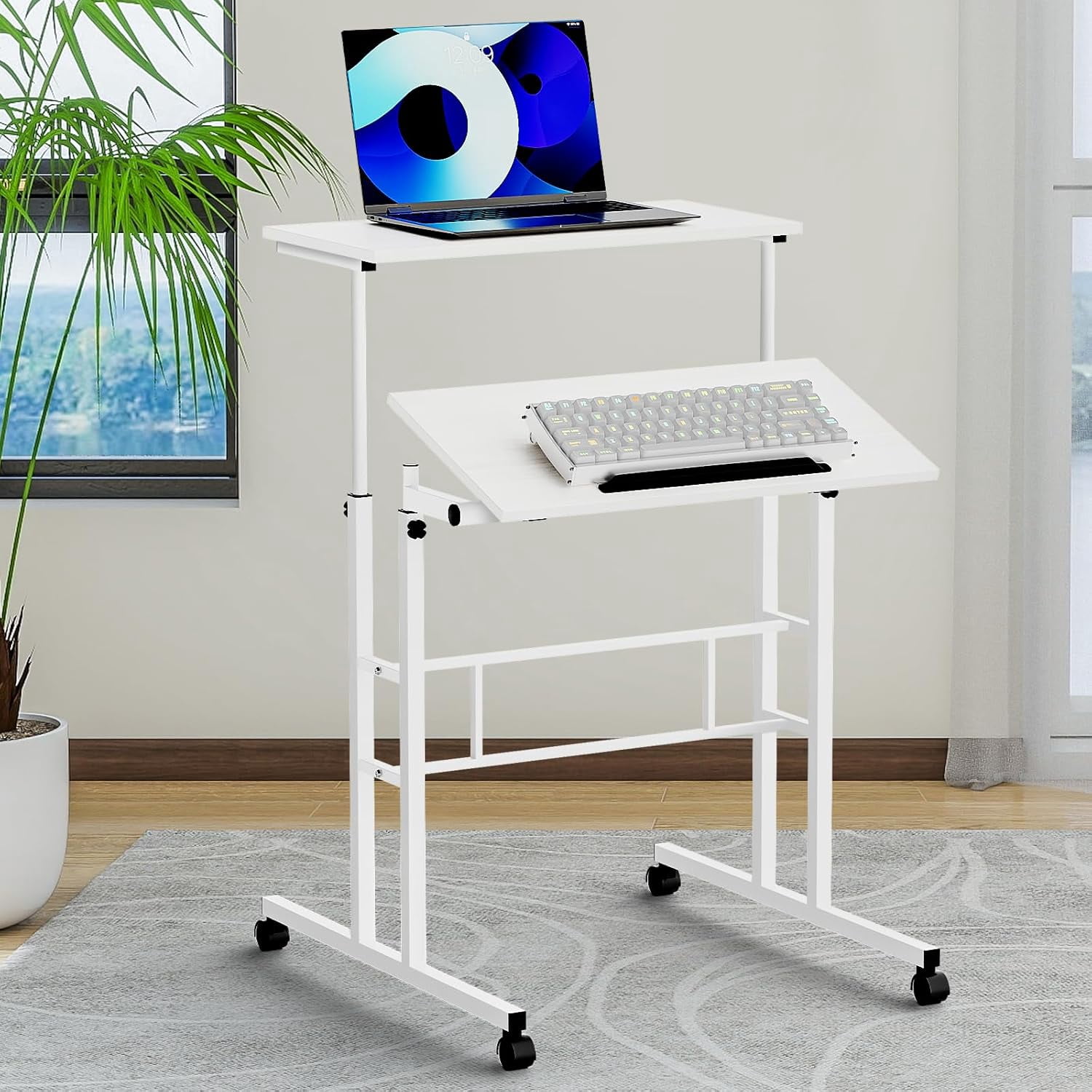 Small Standing Adjustable Height and Angle Computer Laptop Sit Standup ...