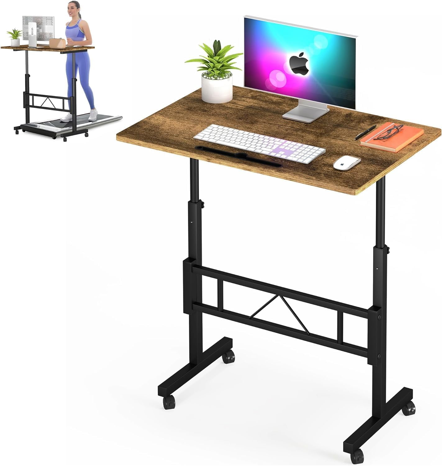 Small Standing Desk Adjustable Height, Mobile Desk for Sitting and ...