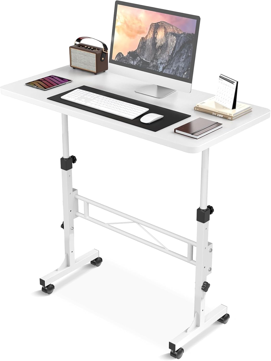 Small Standing Desk Adjustable Height, Mobile Stand Up Desk with Wheels ...