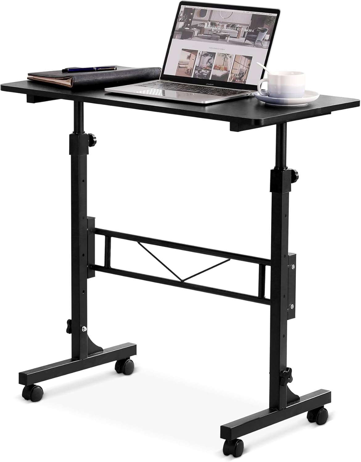 Small Standing Desk Adjustable Height, Mobile Stand Up Desk with Wheels ...