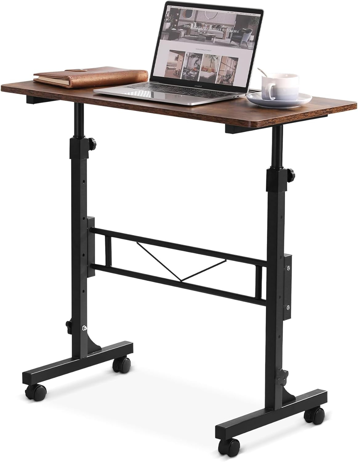 Small Standing Desk Adjustable Height, Mobile Stand Up Desk with Wheels, 32 Inch Portable ...