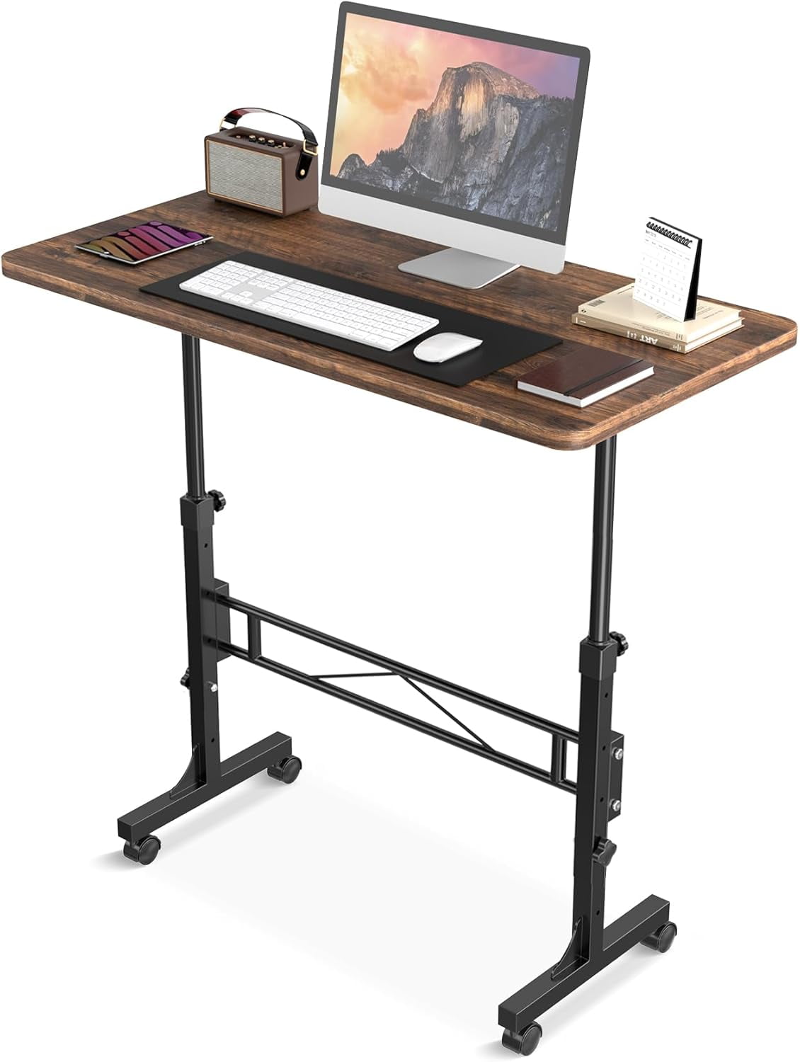 Small Standing Desk Adjustable Height, Mobile Stand Up Desk with Wheels ...