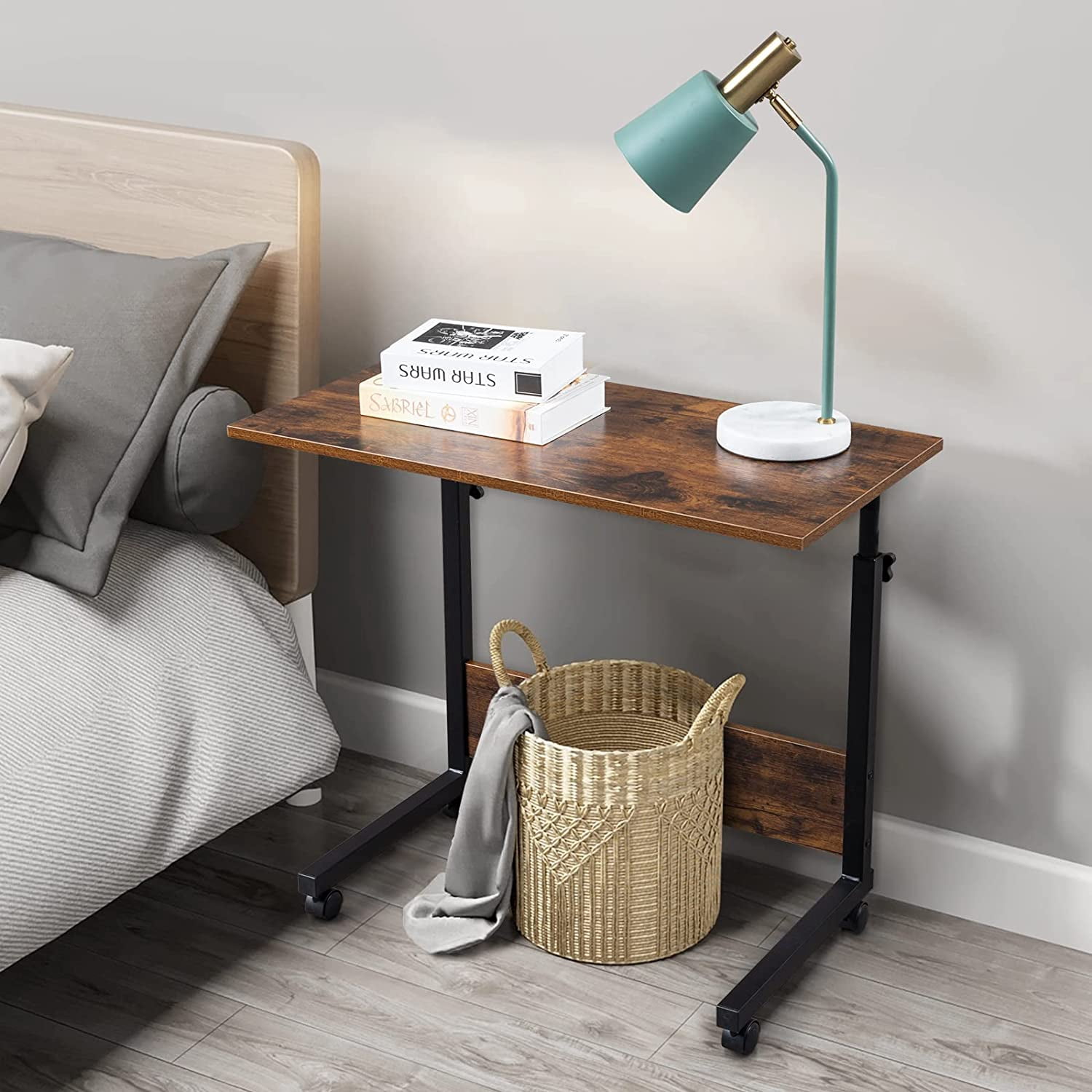 Small Standing Desk Adjustable Height, Rolling Desk for Sitting and ...