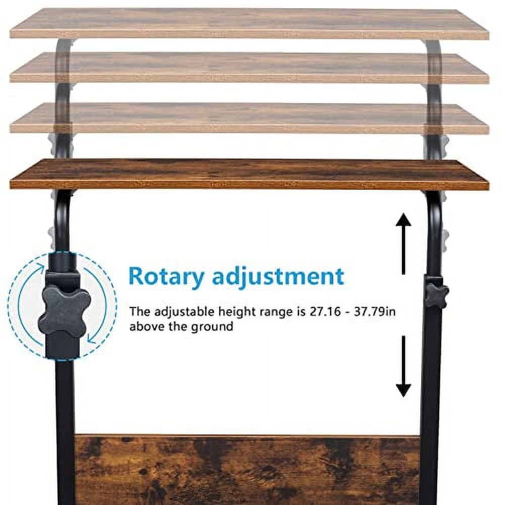 Small Standing Desk Adjustable Height, Rolling Desk for Sitting and ...