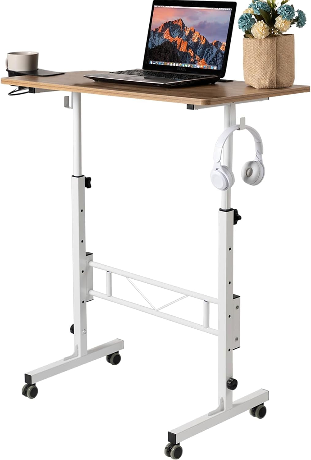 Small Standing Desk Adjustable Height, Small Mobile Stand Up Desk with ...