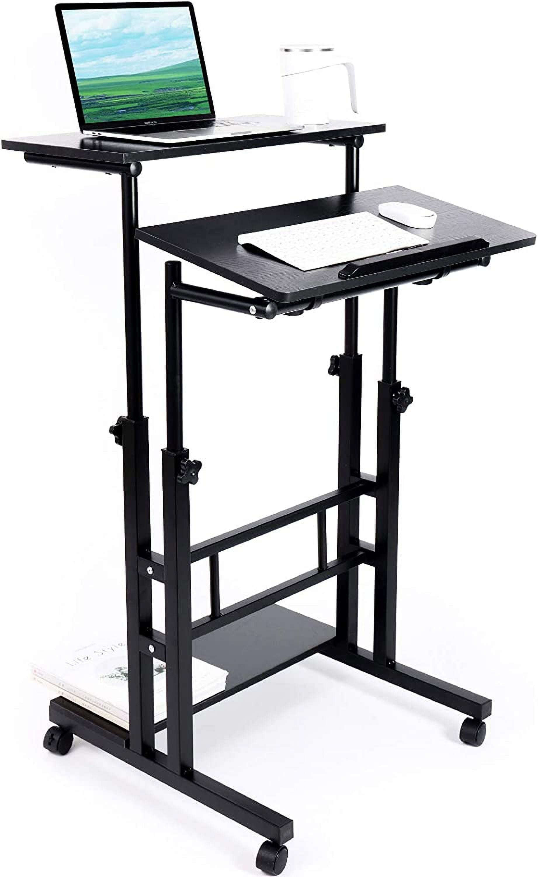 Small Standing Desk, Portable Standing Desk with Wheels Standing Laptop ...