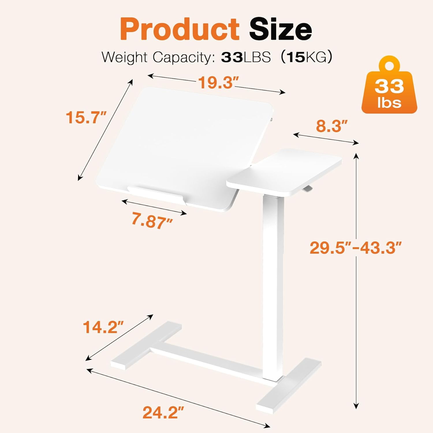 Small Standing Desk Rolling Table Adjustable Height, Laptop Mobile ...