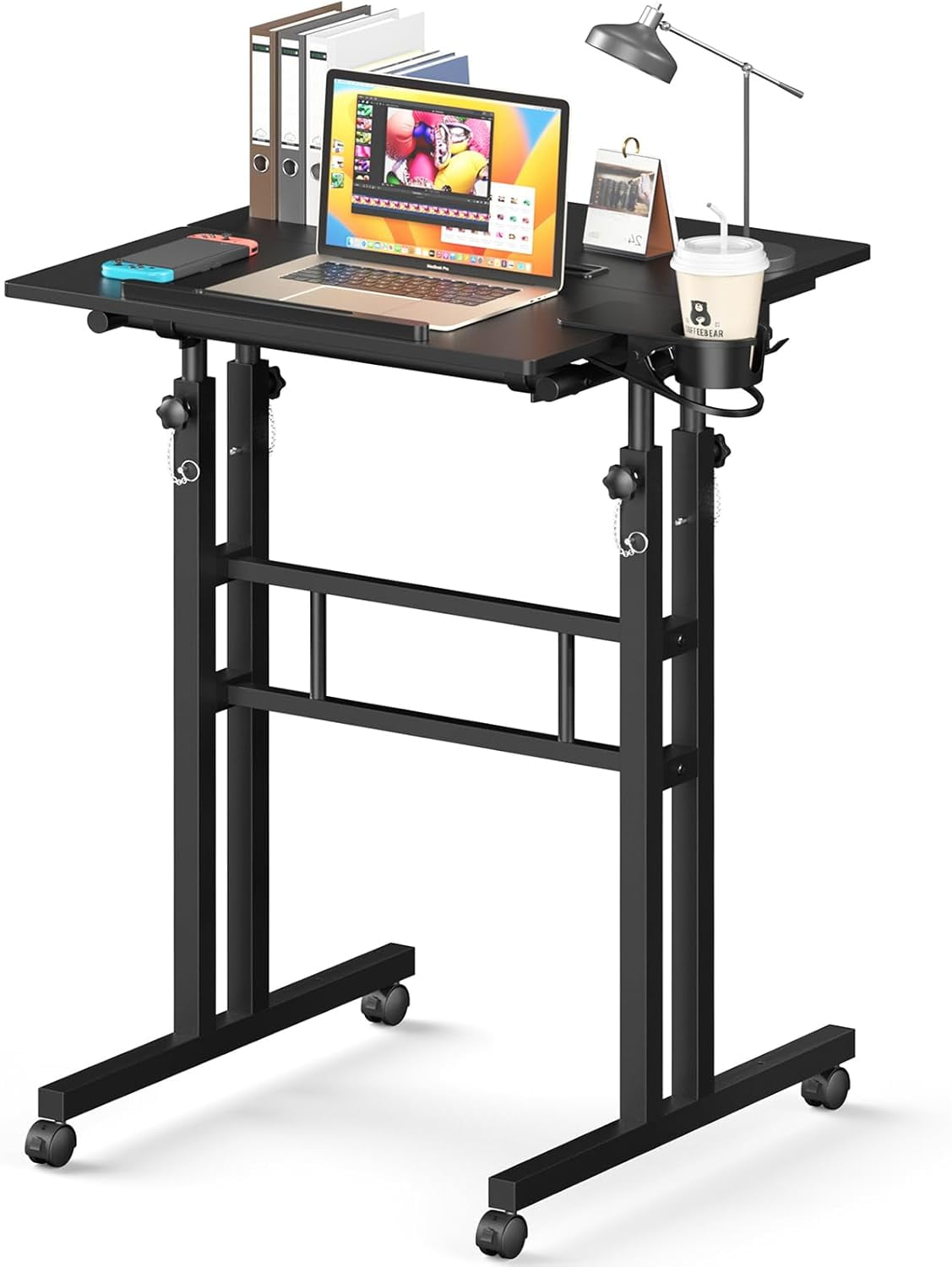 Small Standing Desk with Wheels, Tall Mobile Stand Up Table, Portable ...