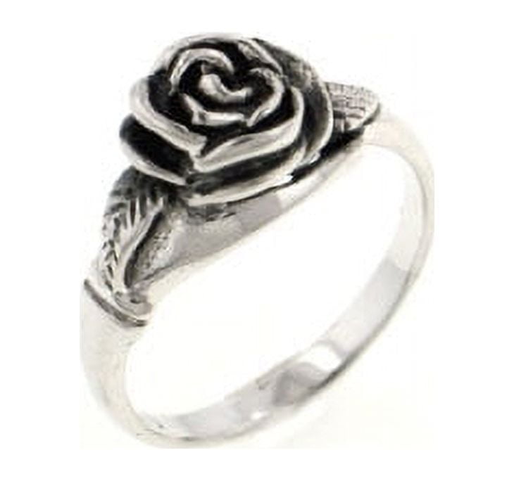 Small Sterling Silver Detailed Rose Flower Ring - Walmart.com