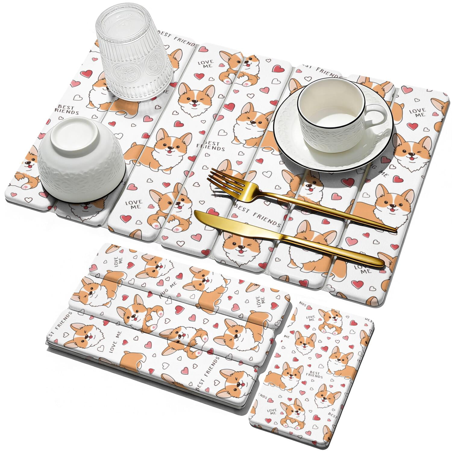 Small Stone Dish Drying Mat for Kitchen Counter, 2 PCS Quick Dry Stone ...