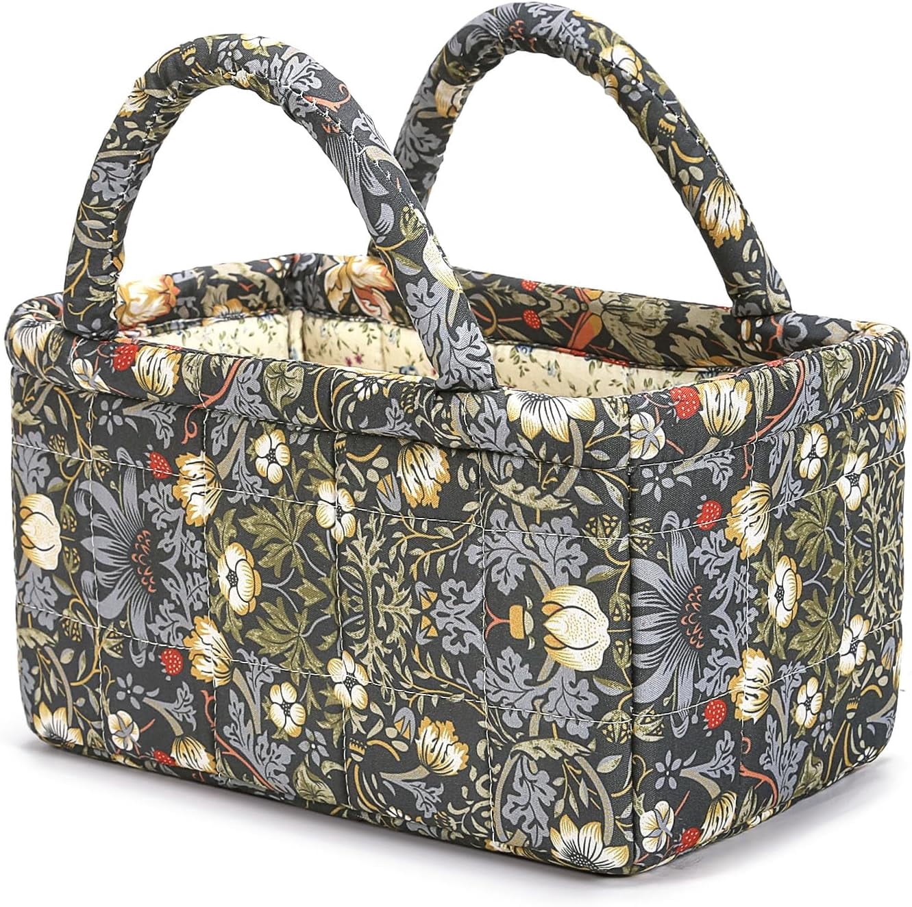 Small Storage Basket Organizer, Mini Fabric Floral Baskets with Handle ...