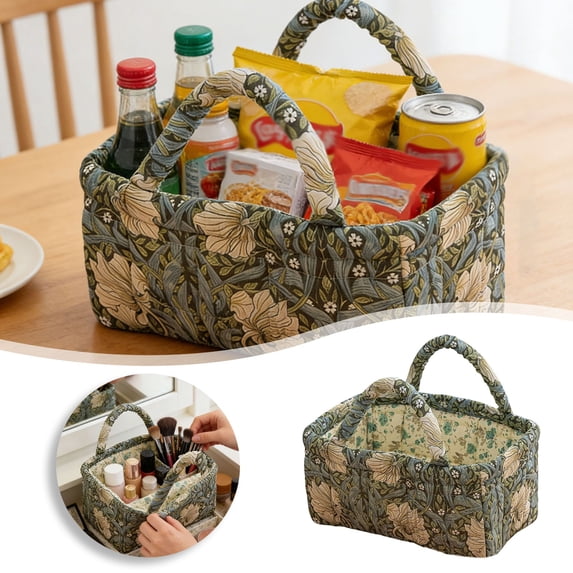 Small Storage Basket Organizer, Mini Fabric Floral Storage Baskets with ...