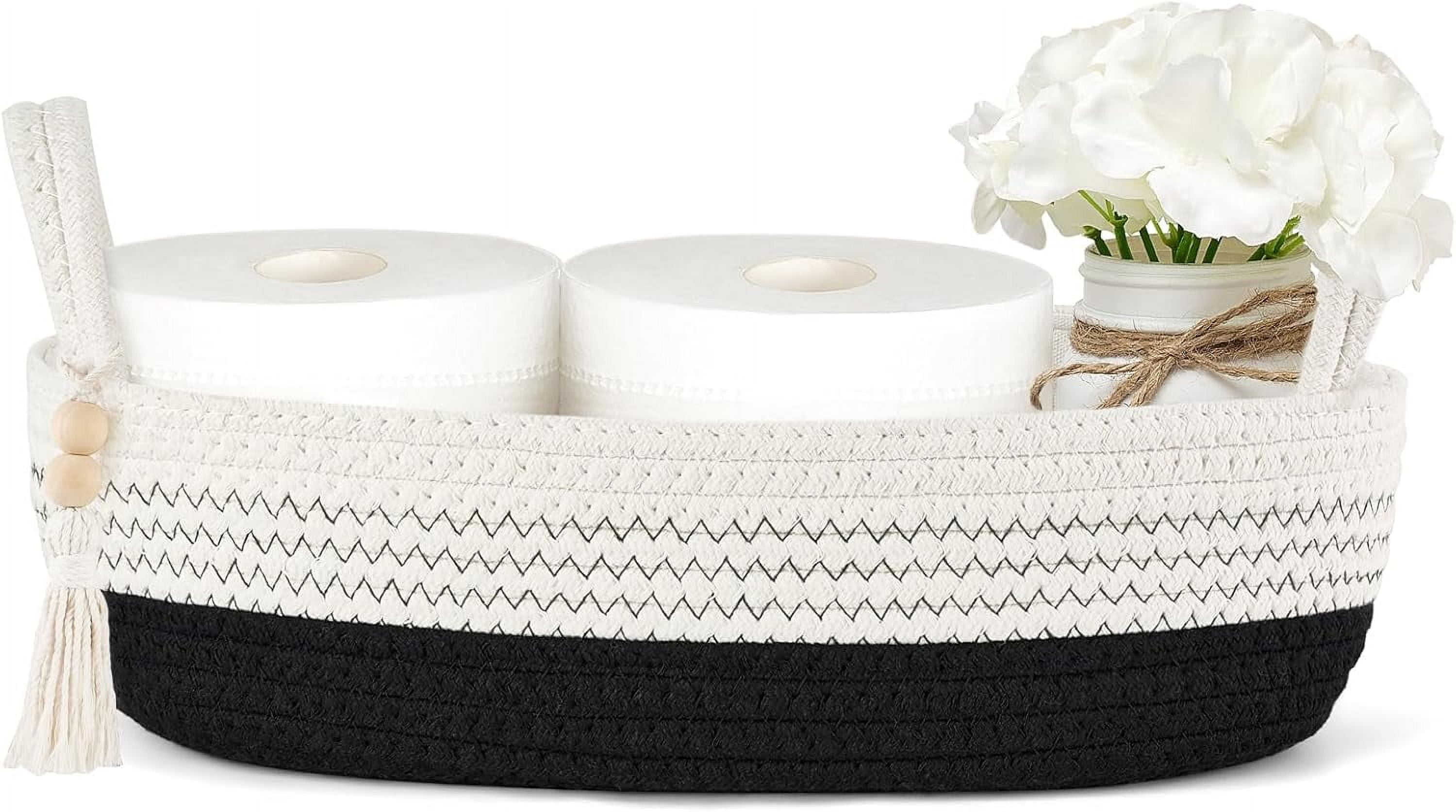 Small Storage Basket for Toilet Tank Top Boho Bathroom Decor Woven Rope ...