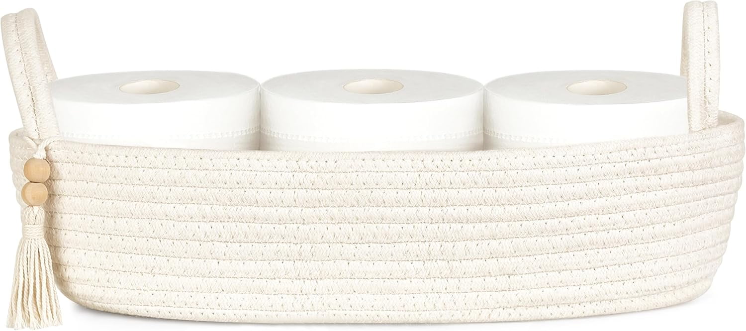 Small Storage Basket for Toilet Tank Top Boho Bathroom Decor Woven Rope ...