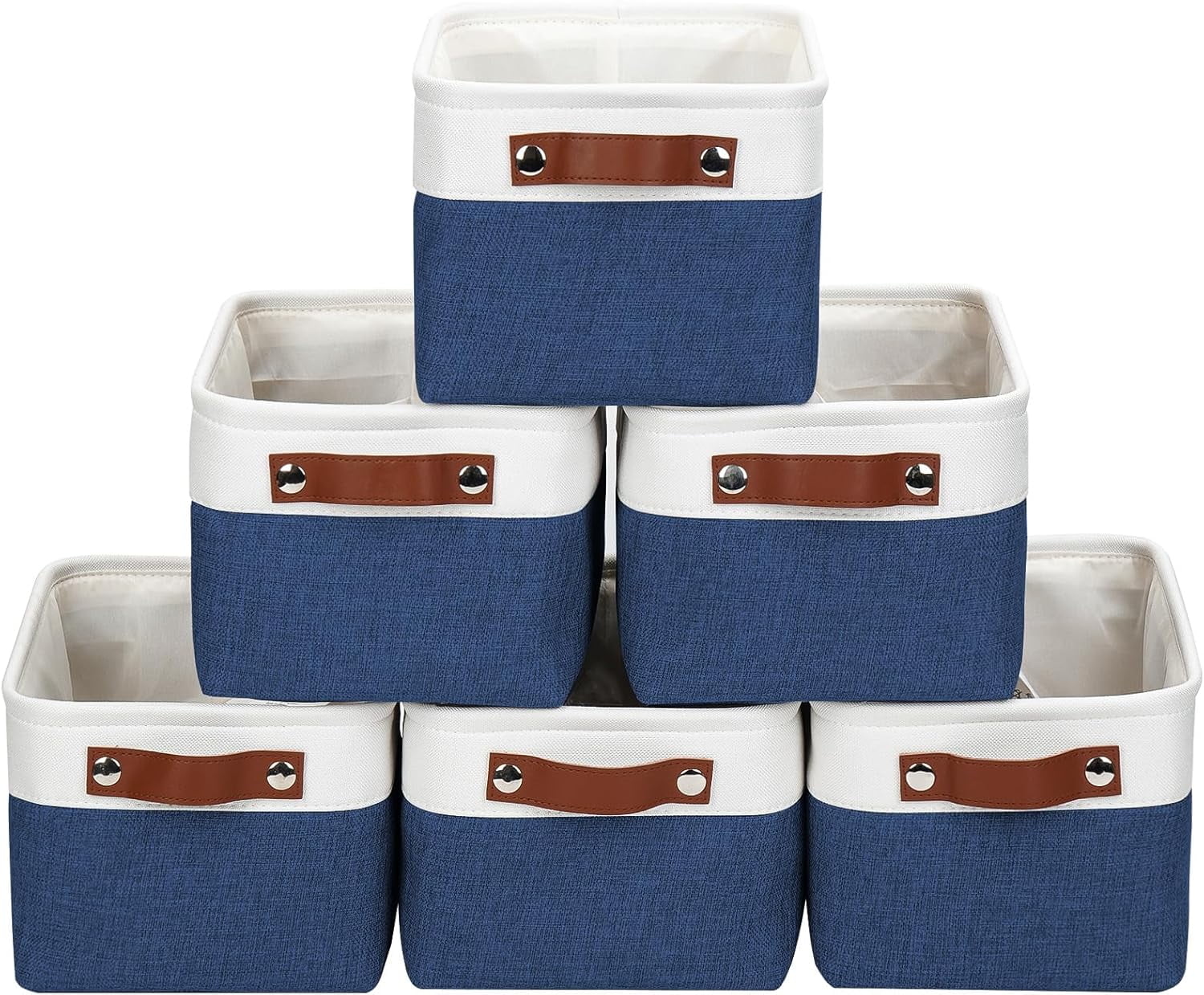Small Storage Basksts with PU Handle - 12*8*6 inch Decorative Fabric ...